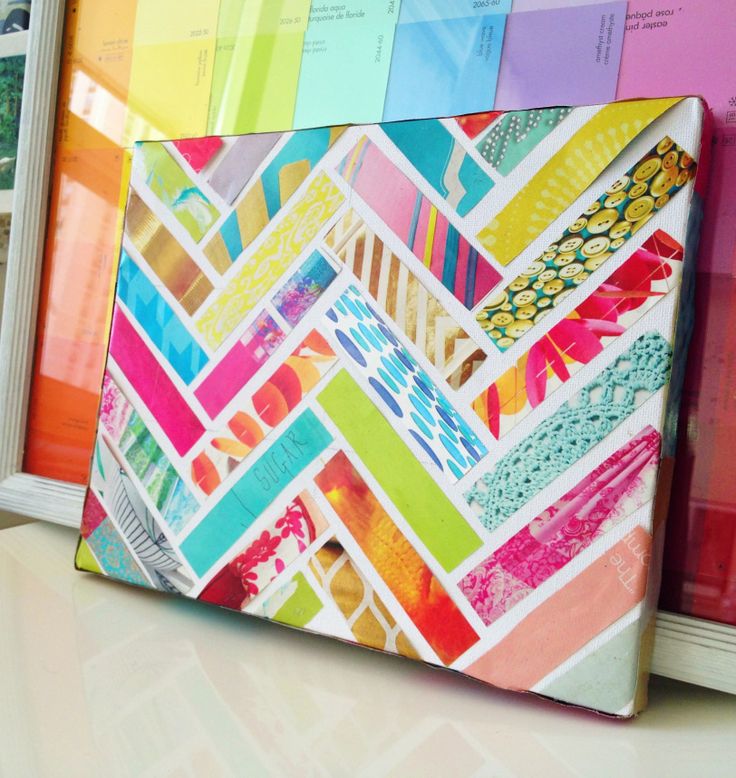 Magazine Striped Canvas Collage Fun Crafts Kids